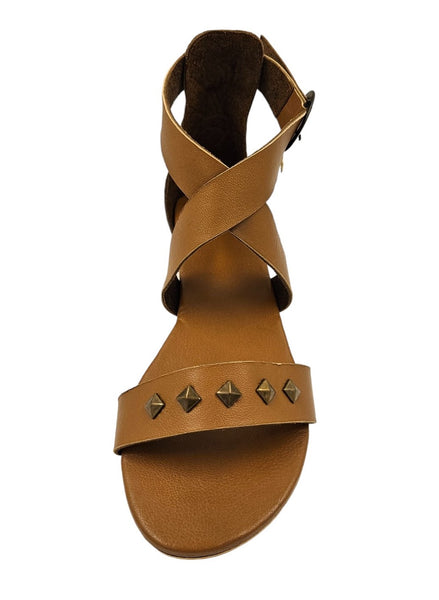 Brown Leather Studded Wedges – Vertigo Shoes
